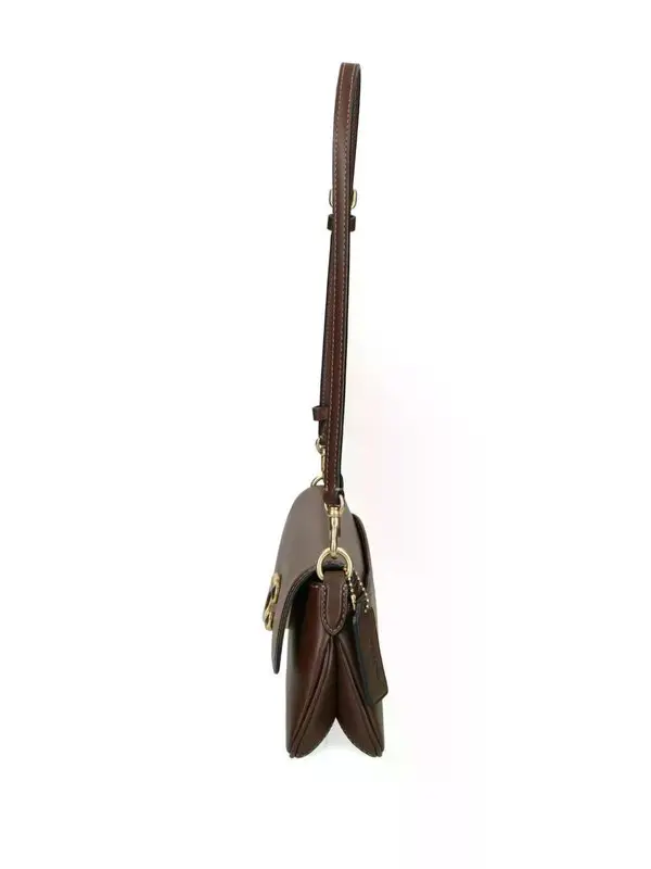 COACH Small C-logo Leather Shoulder Bag - Brown