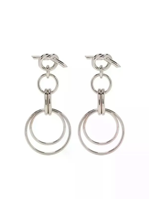 ESHVI Sterling Drop Hoop Earrings - Silver