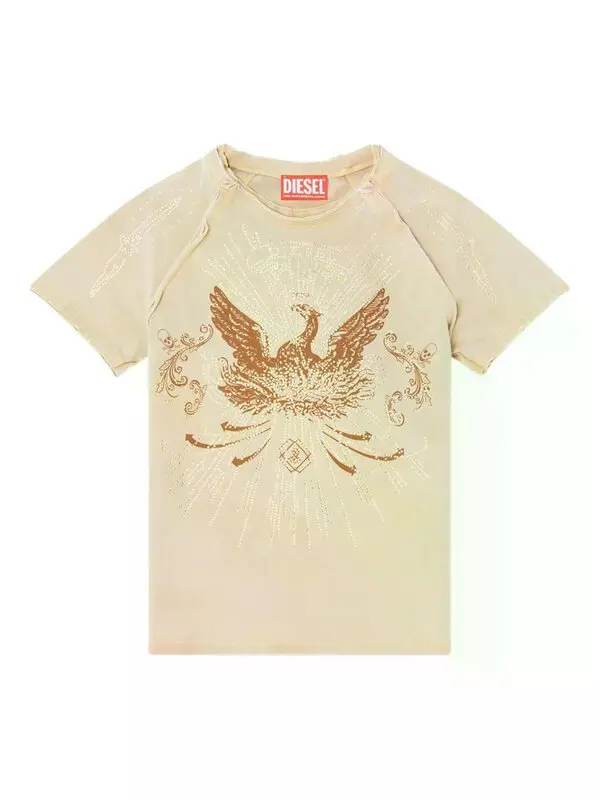 DIESEL® T-roweena Rhinestone-embellished T-shirt - Neutrals