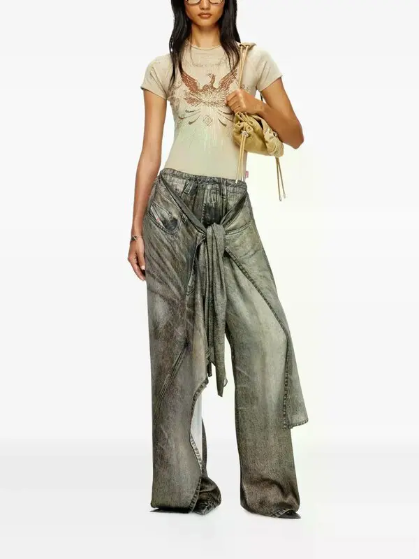 DIESEL® T-roweena Rhinestone-embellished T-shirt - Neutrals