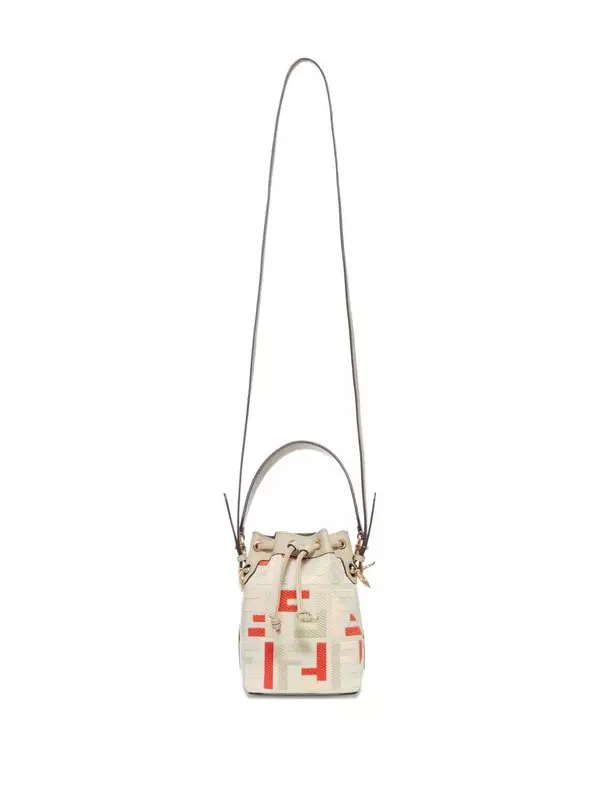 Fendi Mini Mon Tresor Ff-jacquard Bucket Bag - Neutrals