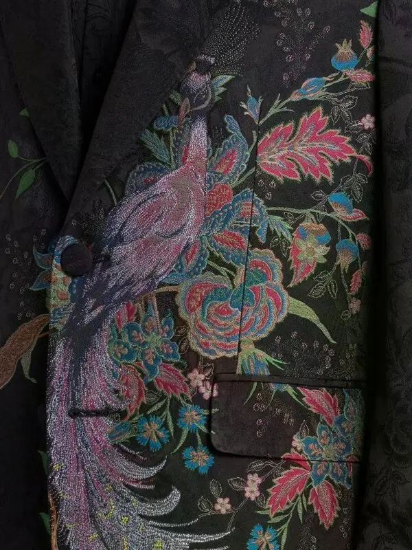 Etro Peacock-jacquard Single-breasted Blazer