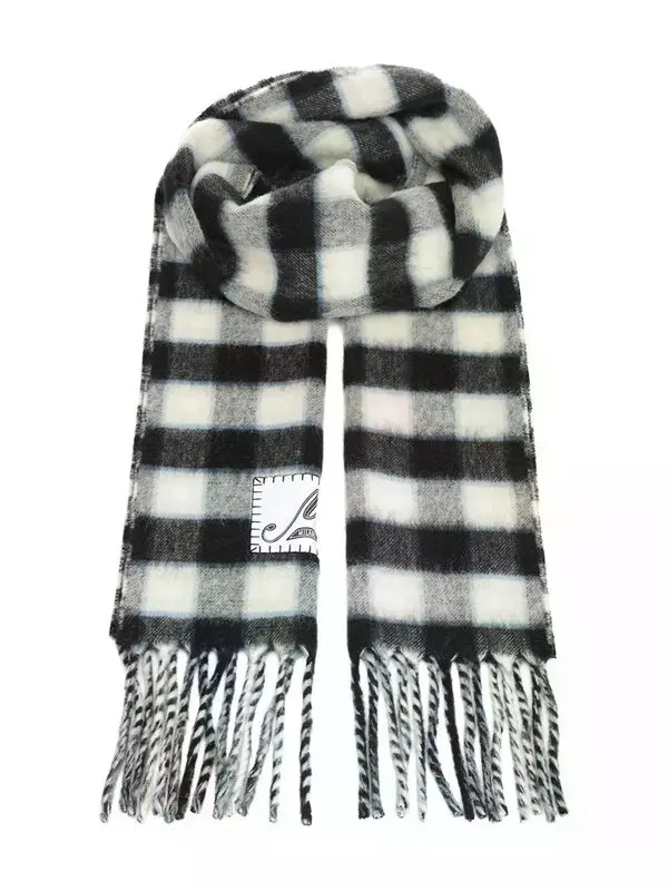 Marni Plaid Fringed Scarf - Black