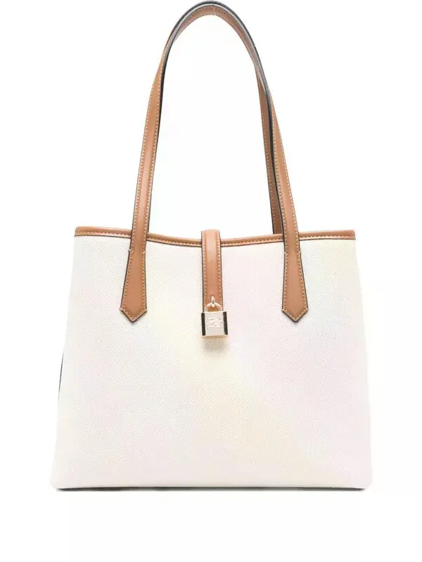 Karl Lagerfeld Padlock Leather-trimmed Tote Bag - Neutrals
