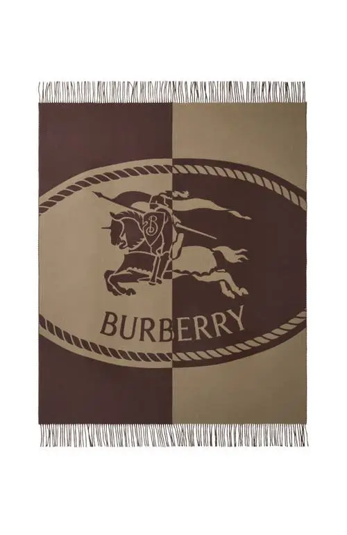 Burberry Knight Stamp Wool Blanket - Vole Brown