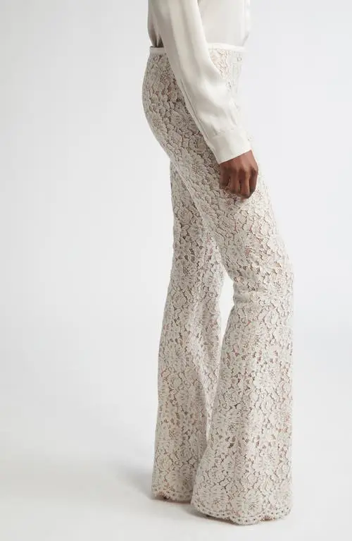 Michael Kors Floral Lace Bootleg Pants - Oyster