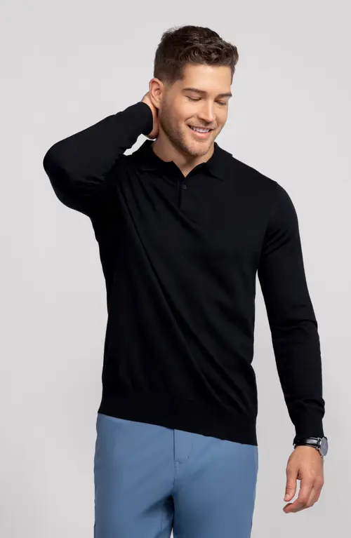 JACK ARCHER Legacy Polo Sweater - Black