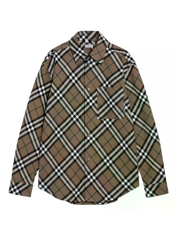 Burberry Checked Long-sleeved Shirt - Neutrals