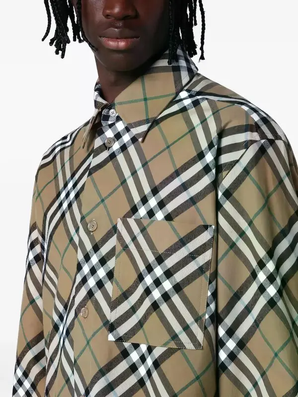 Burberry Checked Long-sleeved Shirt - Neutrals
