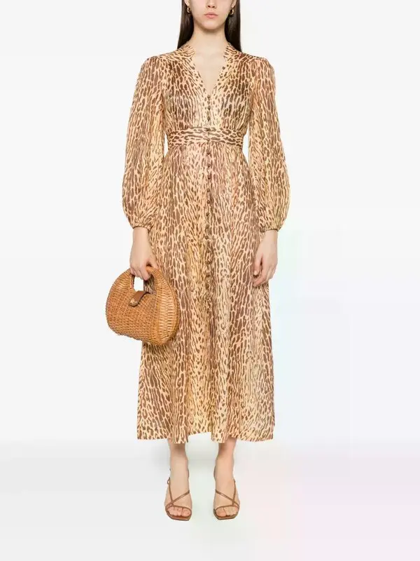 Zimmermann Leopard-print Button-front Midi Dress