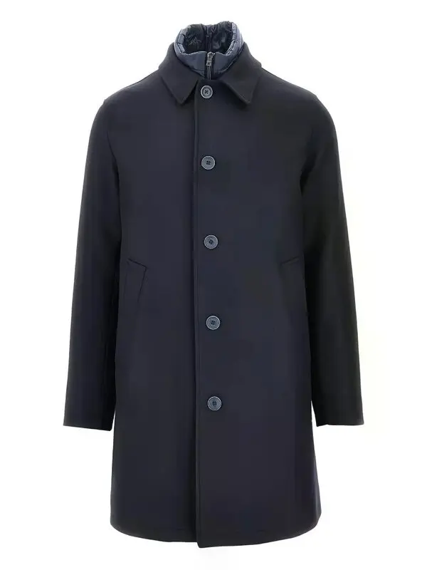 Herno Layered Wool Blend Coat - Blue