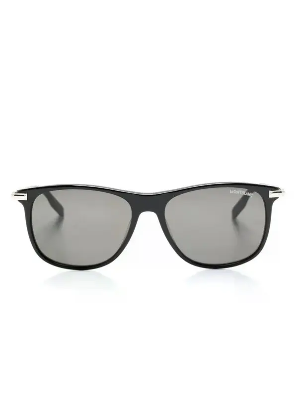 Montblanc Logo-plaque Square-frame Sunglasses - Black