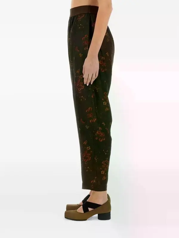UMA WANG Floral-print Elastic-waist Trousers - Green