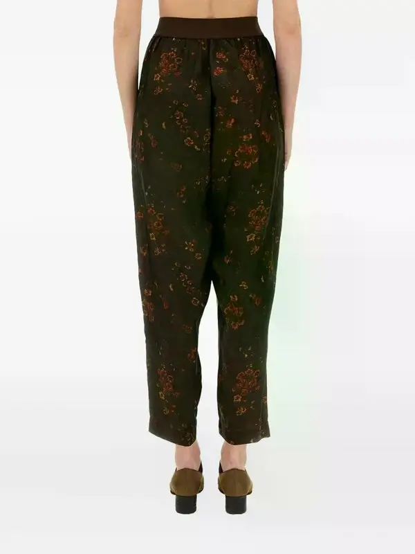 UMA WANG Floral-print Elastic-waist Trousers - Green