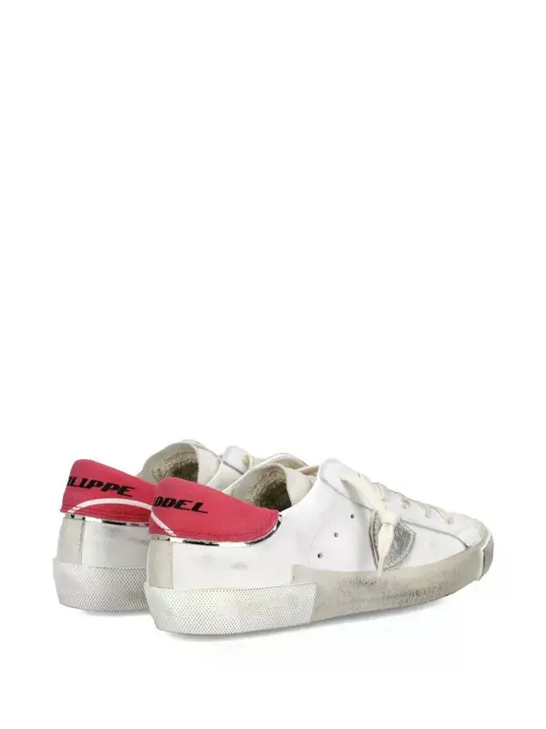 Philippe Model Distressed Leather Low-top Sneakers - White