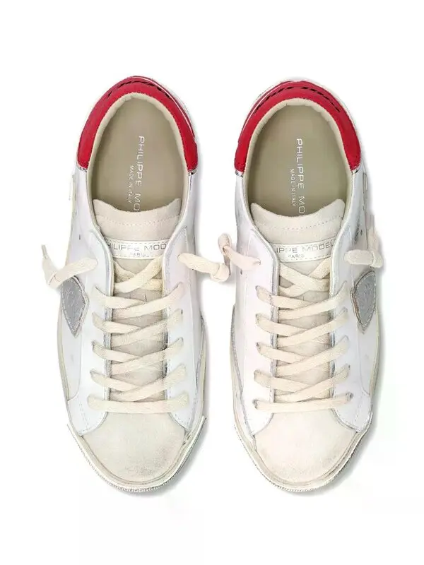 Philippe Model Distressed Leather Low-top Sneakers - White