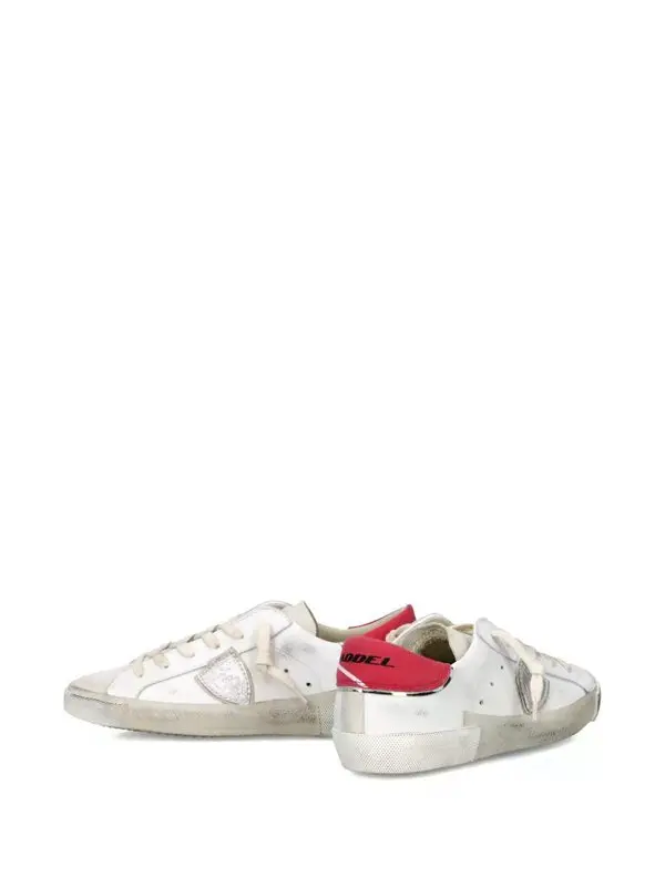 Philippe Model Distressed Leather Low-top Sneakers - White