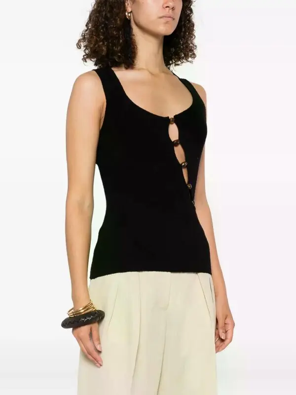 SIR. Beaded Cut-out Tank Top - Black