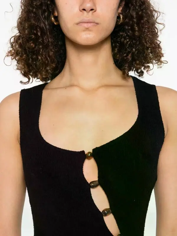 SIR. Beaded Cut-out Tank Top - Black