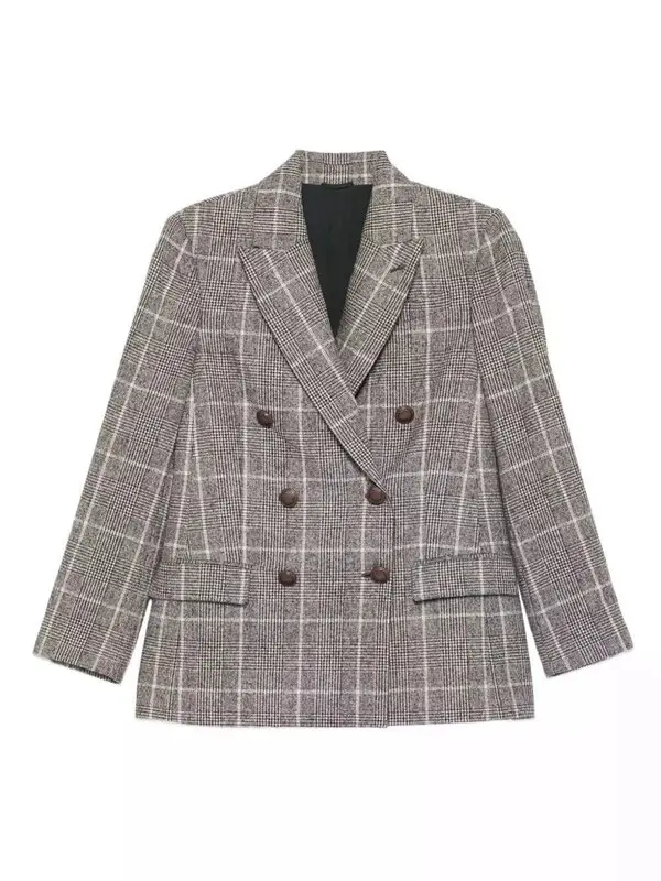 Brunello Cucinelli Checked Double-breasted Blazer