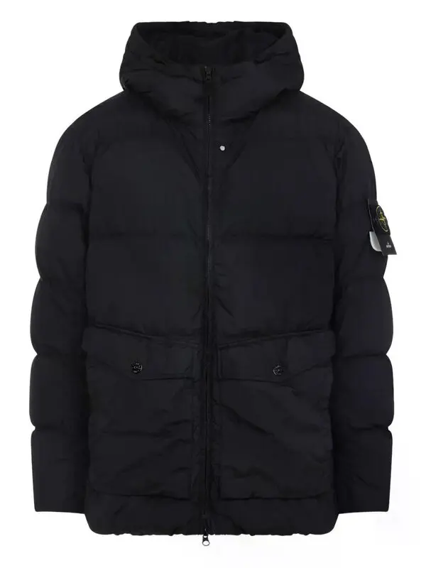 Stone Island Compass-appliqué Padded Jacket - Black