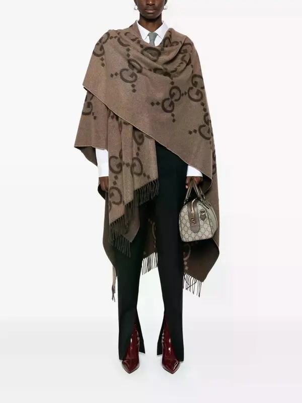 Gucci Jumbo Gg-jacquard Cashmere Cape