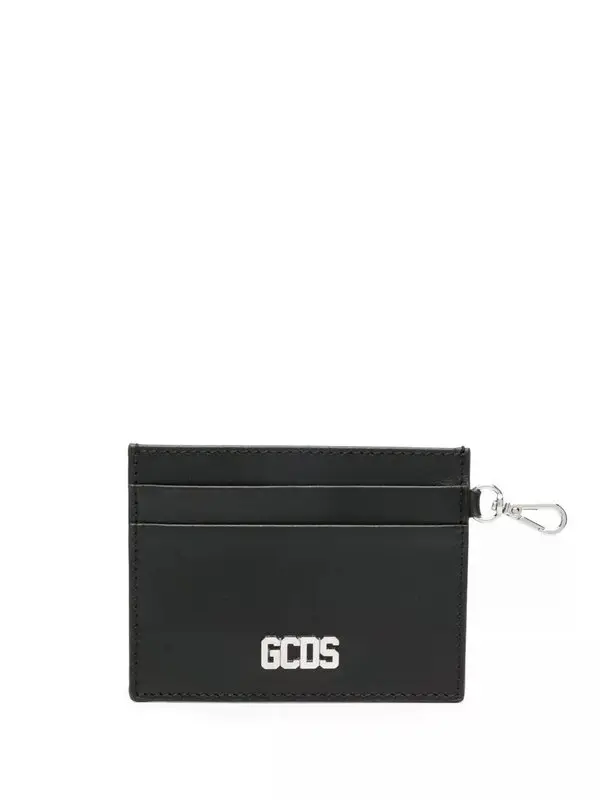Gcds Comma Logo-plaque Leather Cardholder - Black