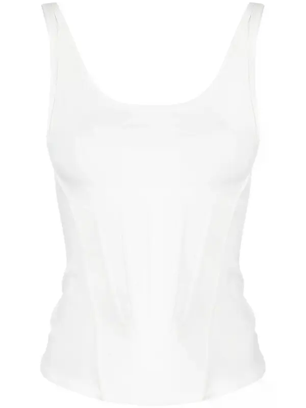 MUGLER Logo-embossed Corset Tank Top
