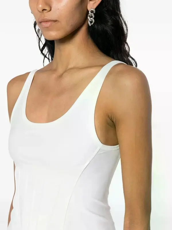 MUGLER Logo-embossed Corset Tank Top