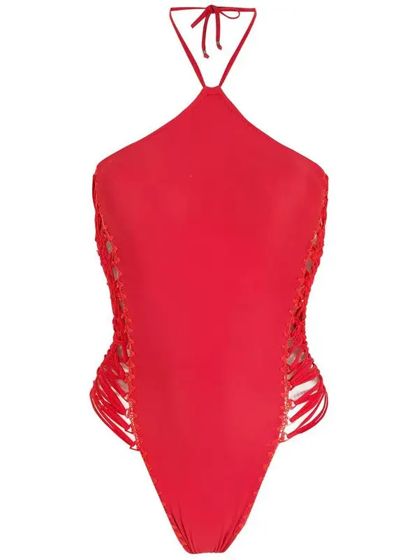 AMIR SLAMA Macrame-detailed Swimsuit - Red