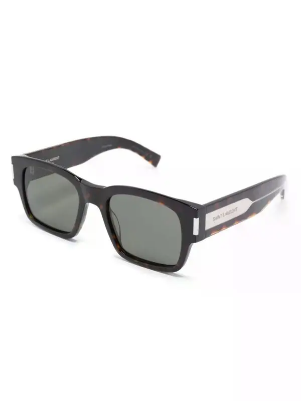 Saint Laurent Logo-plaque Square-frame Sunglasses - Brown