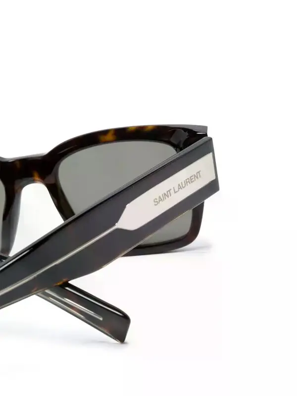 Saint Laurent Logo-plaque Square-frame Sunglasses - Brown