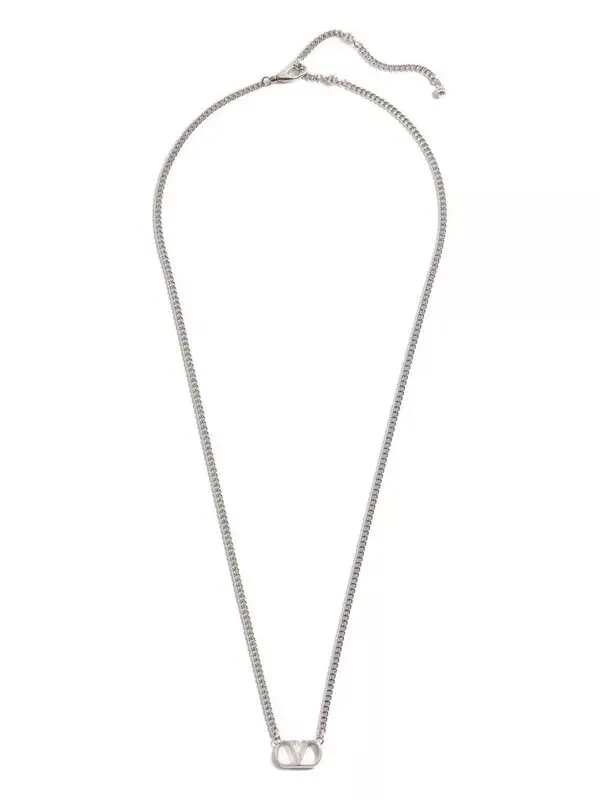 Valentino Garavani Logo-plaque Necklace - Silver