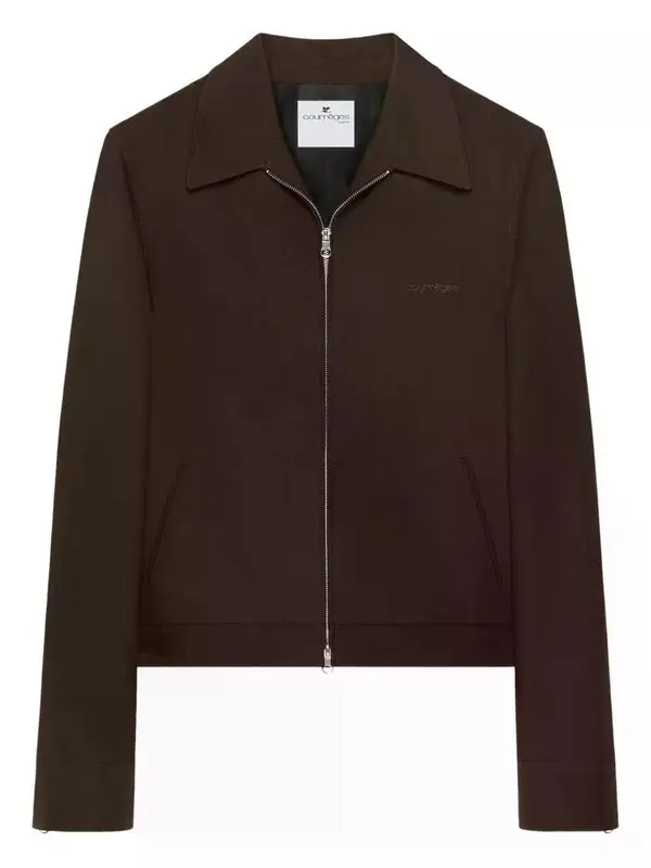 COURREGES Collared Zip-up Jacket - Brown