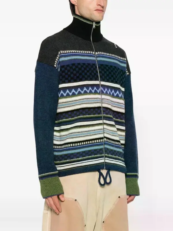 Marni Striped Zip-up Cardigan