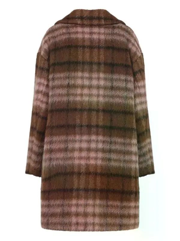 Moschino Checked Double-breasted Coat - Brown