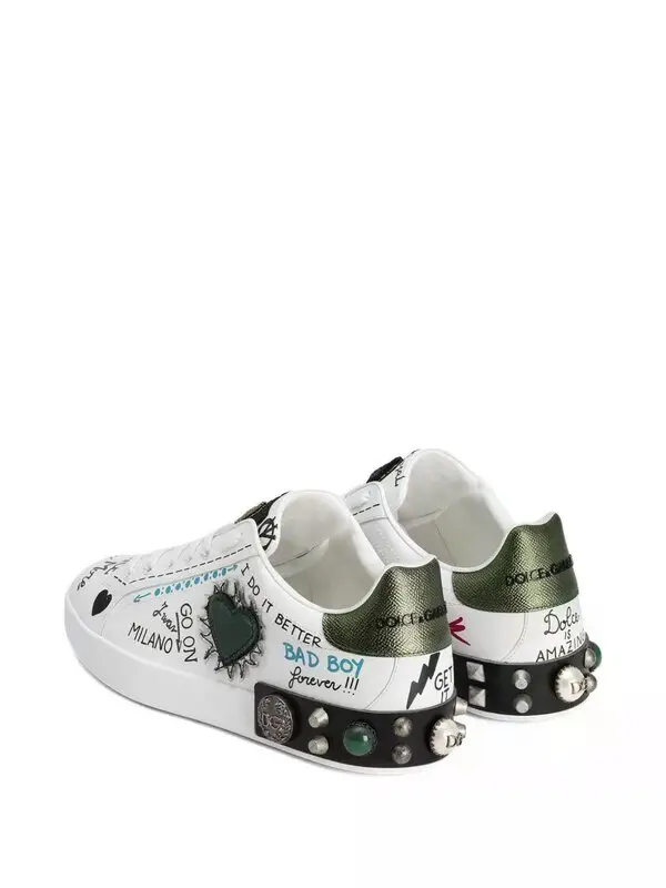 Dolce & Gabbana Portofino Graffiti Sneakers - White