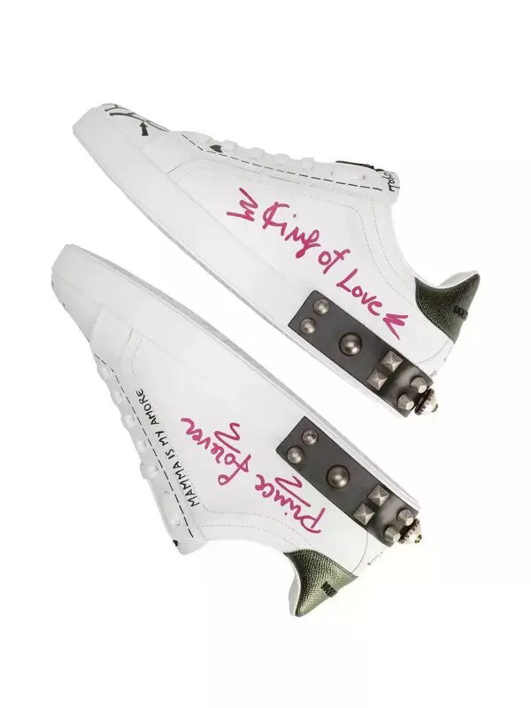 Dolce & Gabbana Portofino Graffiti Sneakers - White