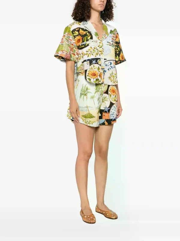 Farm Rio Latin Trip Scarves Shirt - White