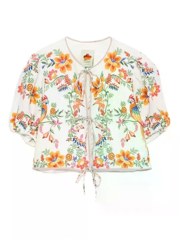 Farm Rio Delicate Forest Scarves Blouse