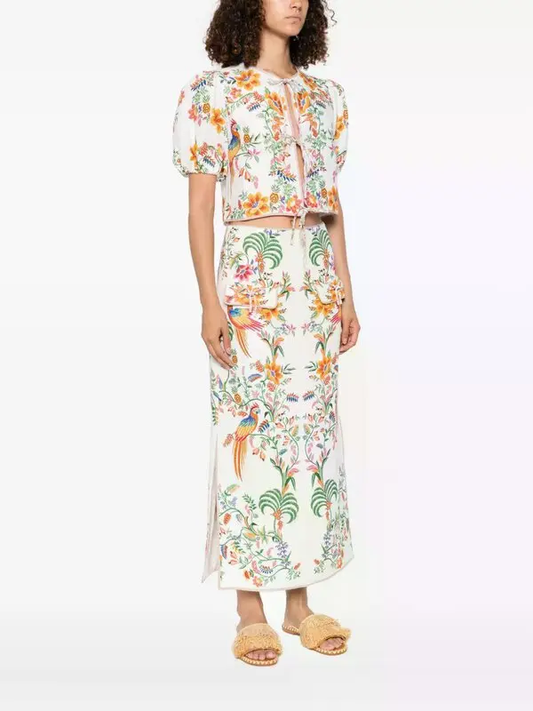 Farm Rio Delicate Forest Scarves Blouse