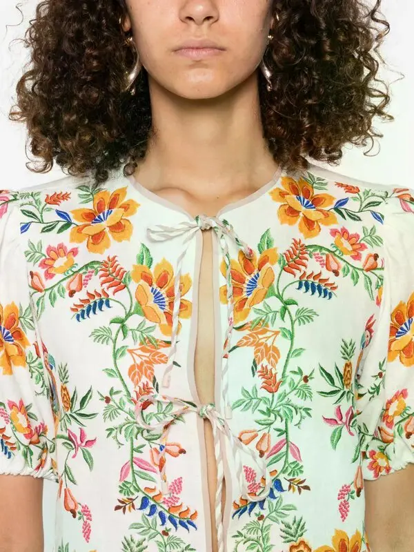 Farm Rio Delicate Forest Scarves Blouse