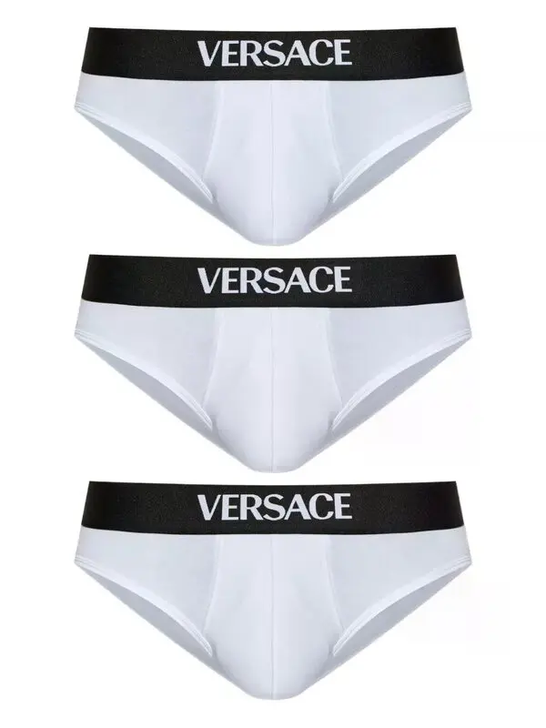 Versace Logo-band Briefs - White