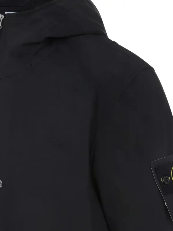 Stone Island Compass-appliqué Hooded Zip-front Jacket - Black