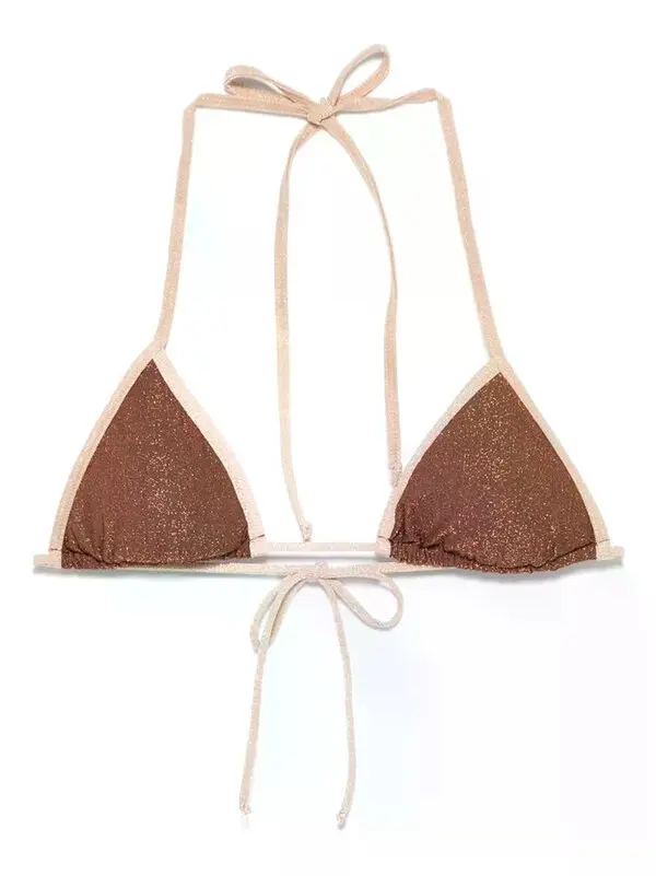 MC2 SAINT BARTH Leah Lurex Triangle Bikini Top - Brown