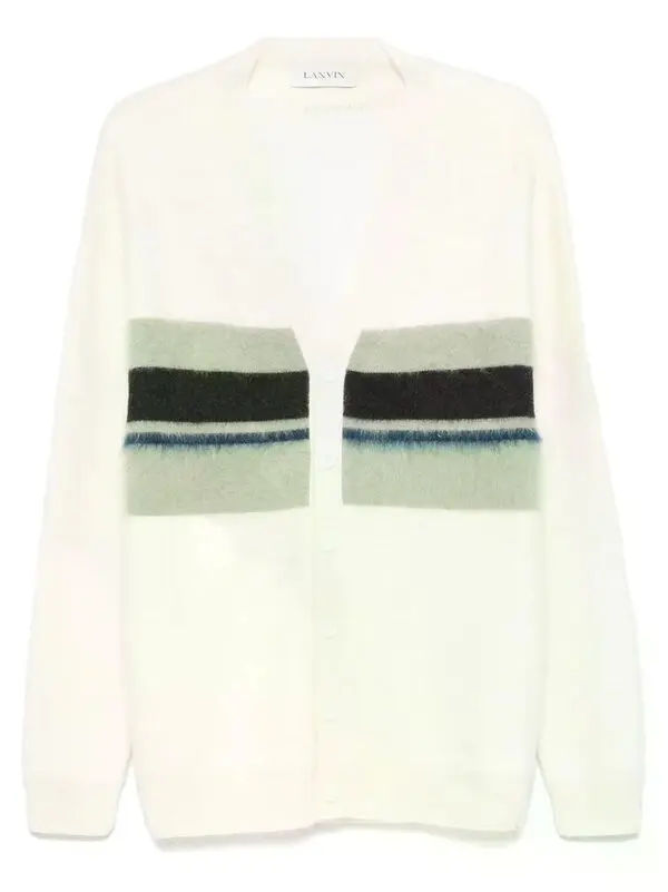 LANVIN Stripe-detail Cardigan - White