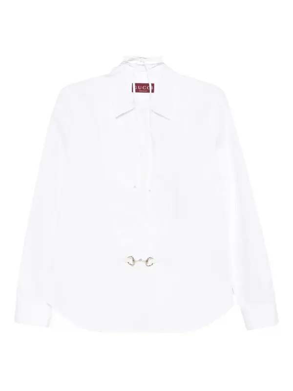 Gucci Horsebit Tie-neck Shirt - White