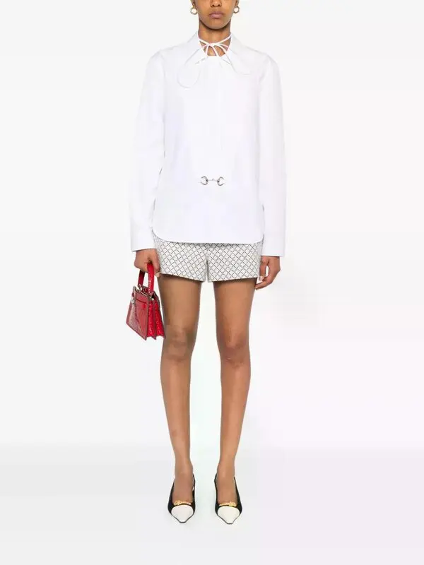 Gucci Horsebit Tie-neck Shirt - White