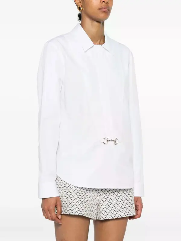 Gucci Horsebit Tie-neck Shirt - White