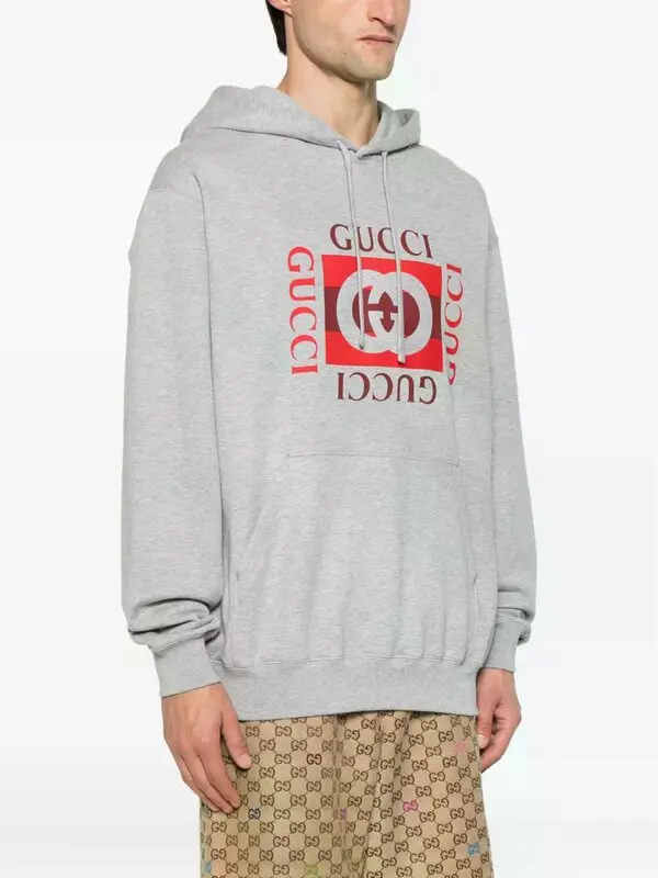 Gucci Logo-Print Cotton Hoodie - Grey | Editorialist